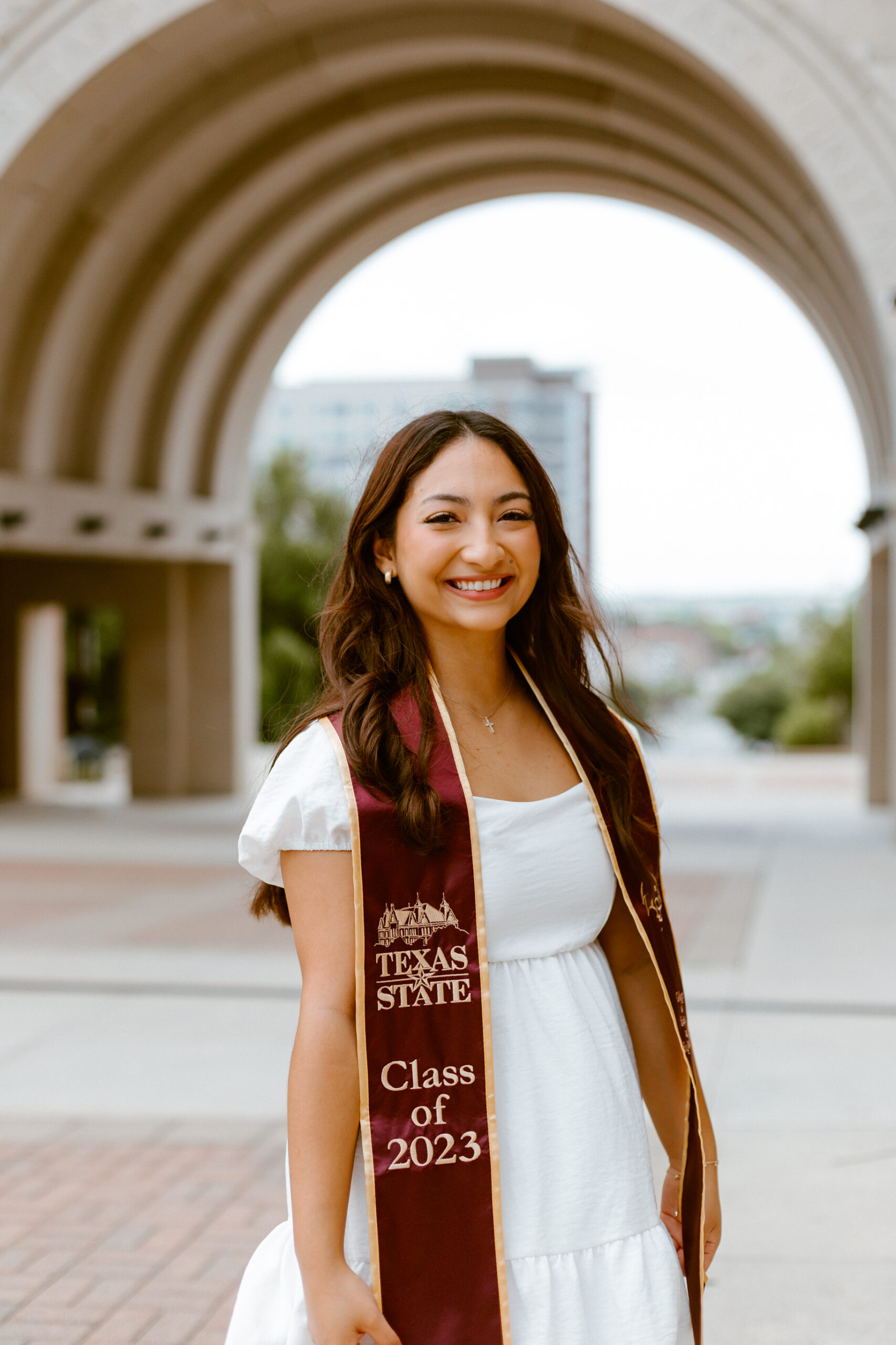 White Outfit Grad Photos | Texas State University in San Marcos, TX ...