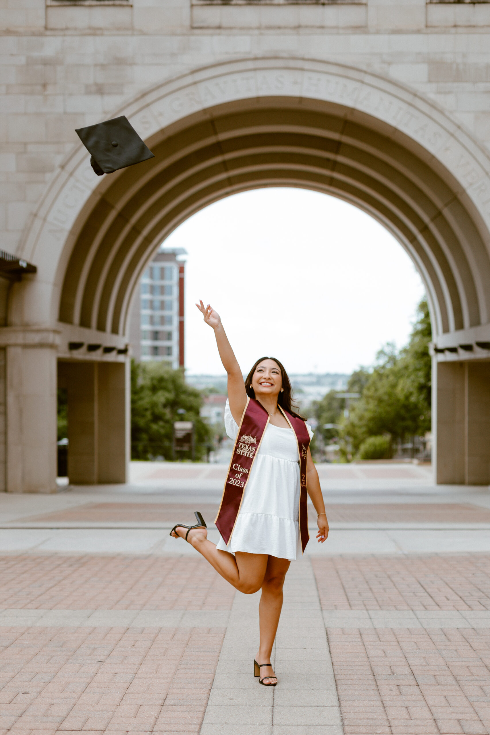 White Outfit Grad Photos | Texas State University in San Marcos, TX ...