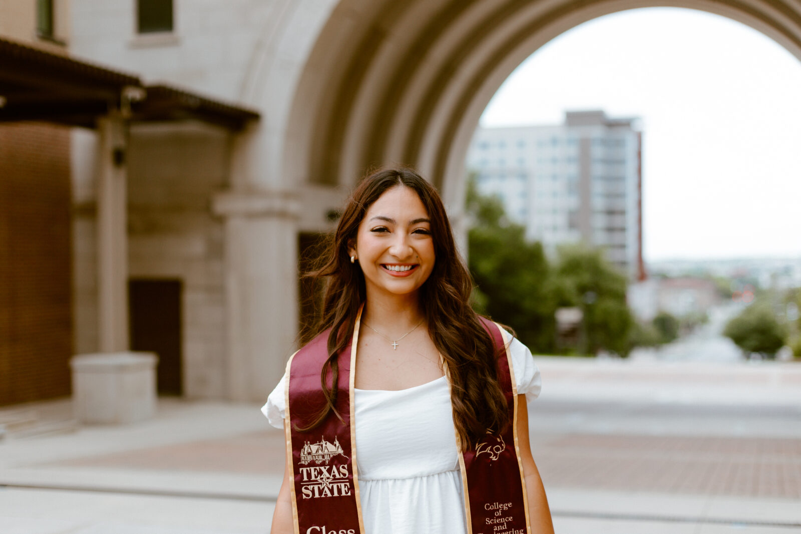 White Outfit Grad Photos | Texas State University in San Marcos, TX ...
